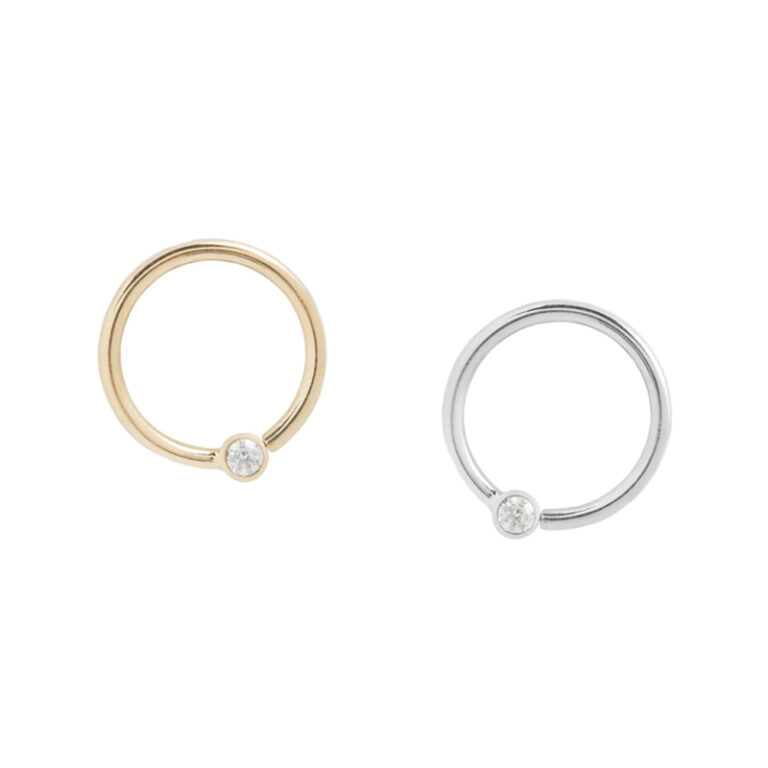 Horizontal - Fixed Bezel Seam Ring 14k Gold - Blue Lotus